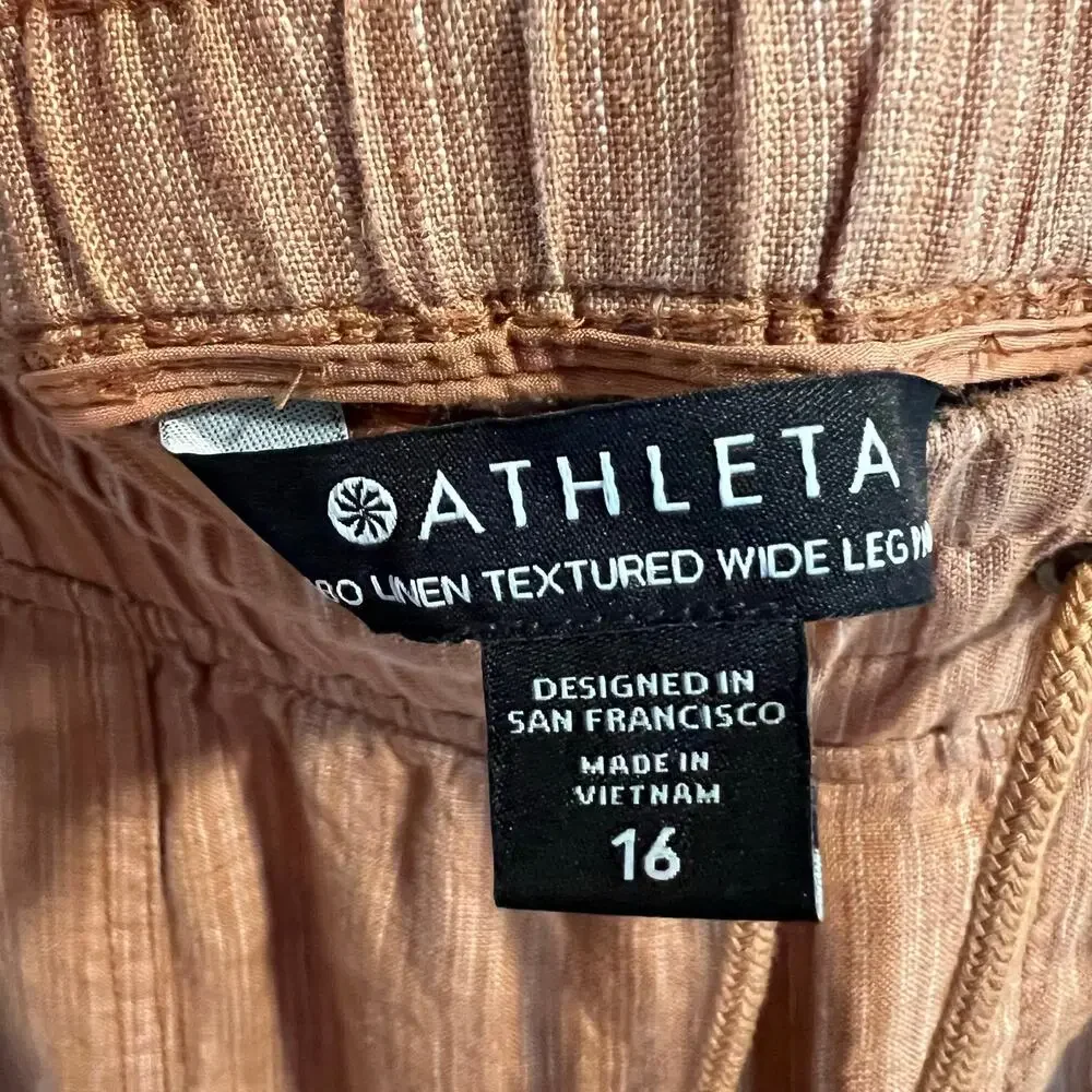 Athleta | Pants & Jumpsuits | Athleta Cabo 0 Linen Textured Wide Leg ...